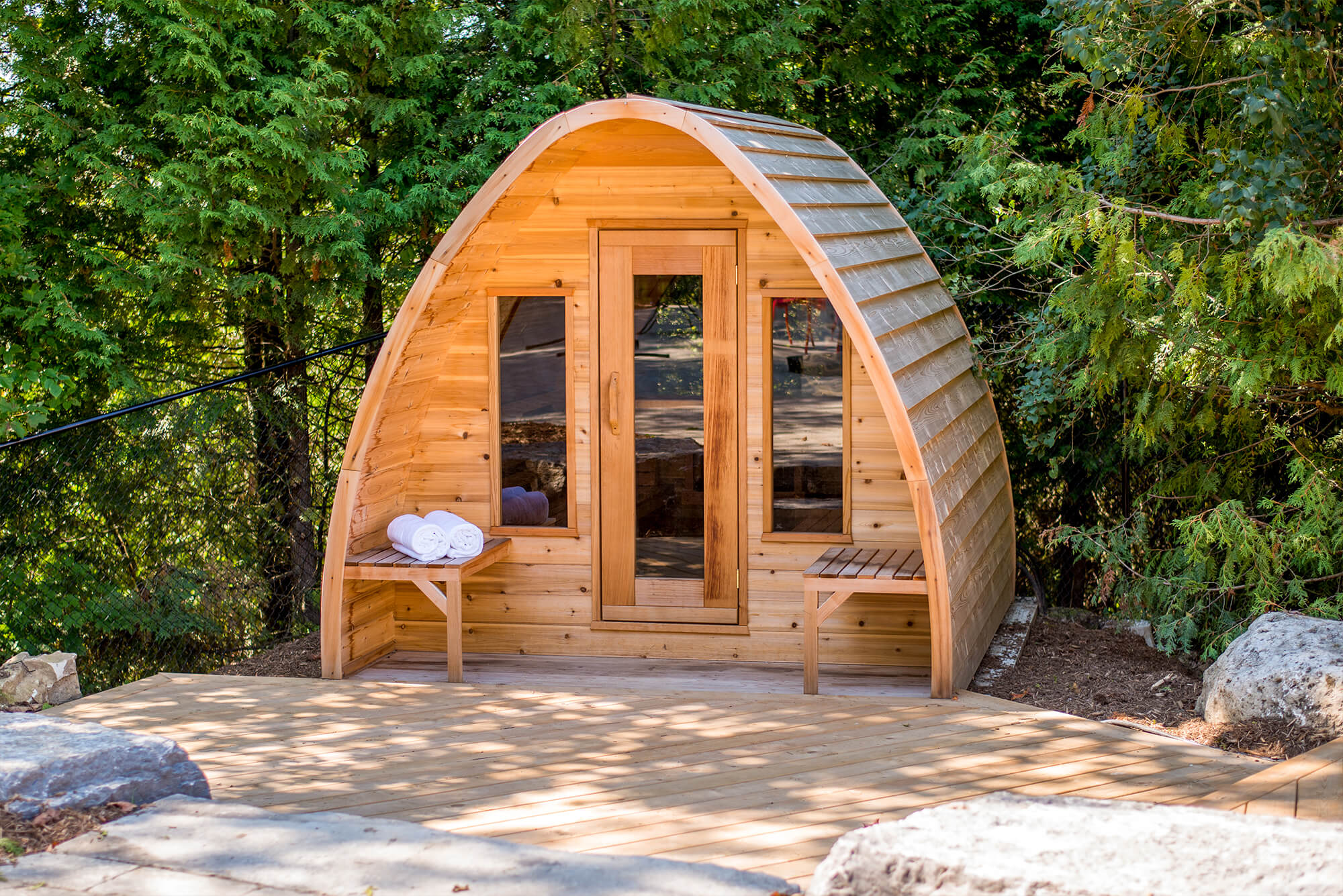 Package Deal POD Sauna Knotty L305cm x W244cm | Leisurecraft Europe
